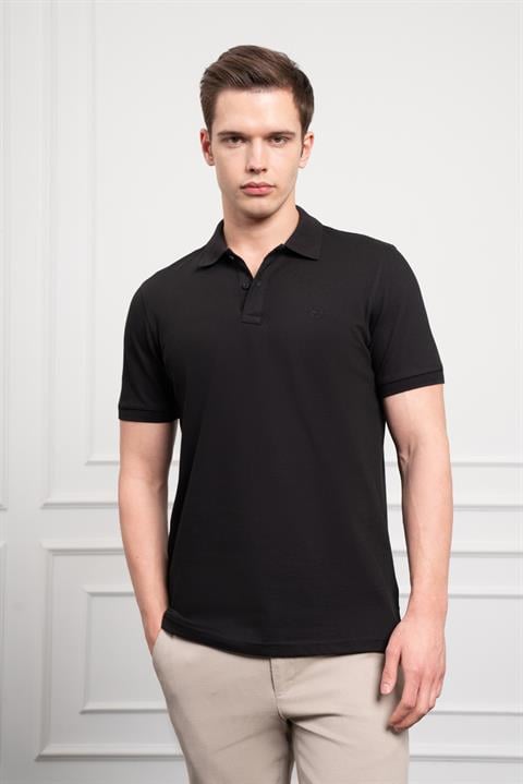 Buy Morven Erkek Siyah Basic Polo Yaka Dynamic Fit T-Shirt | online ...