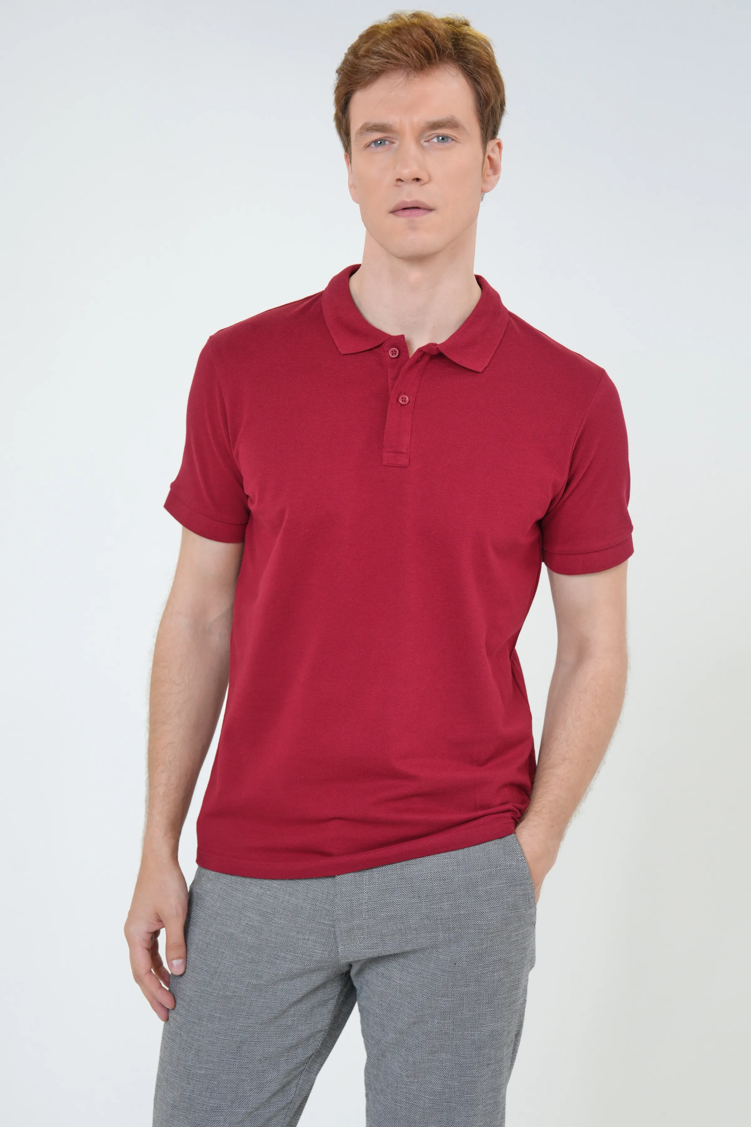 Buy Slim Fit Polo Collar T-Shirt in Pink - 100% Cotton, Casual Style ...